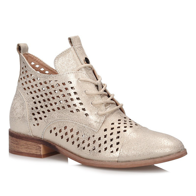 Ażurowe wiosenne Botki Potocki 24-12091 GOLD 28321 | Sklep Obuwie ...