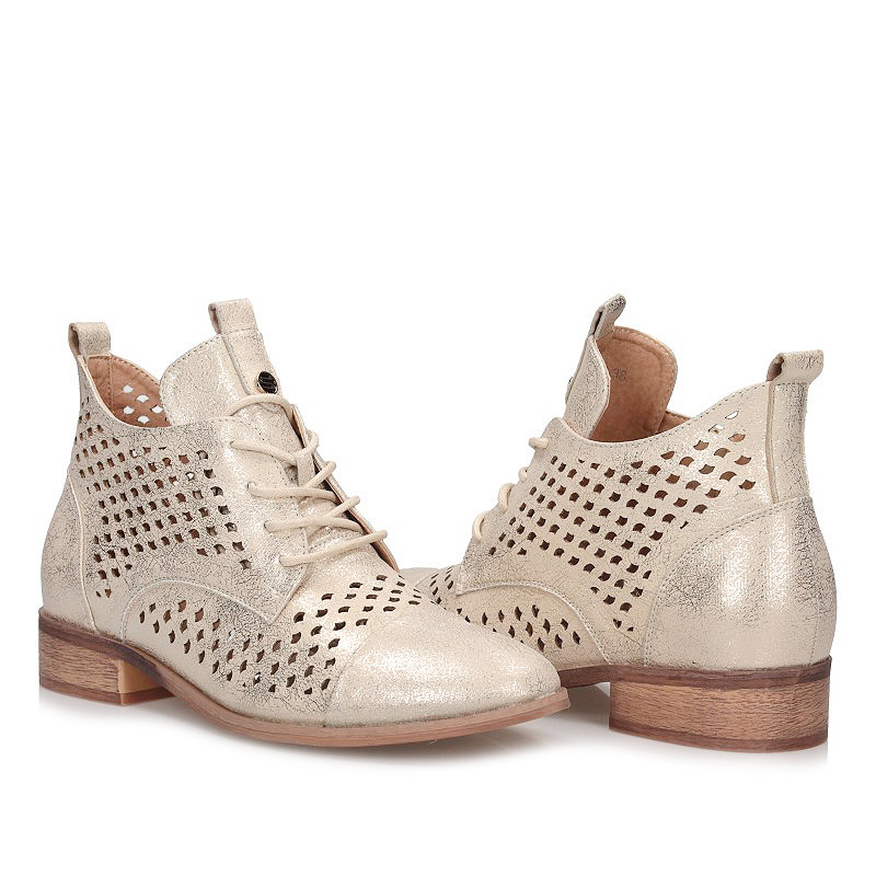 Ażurowe wiosenne Botki Potocki 24-12091 GOLD 28321 | Sklep Obuwie ...